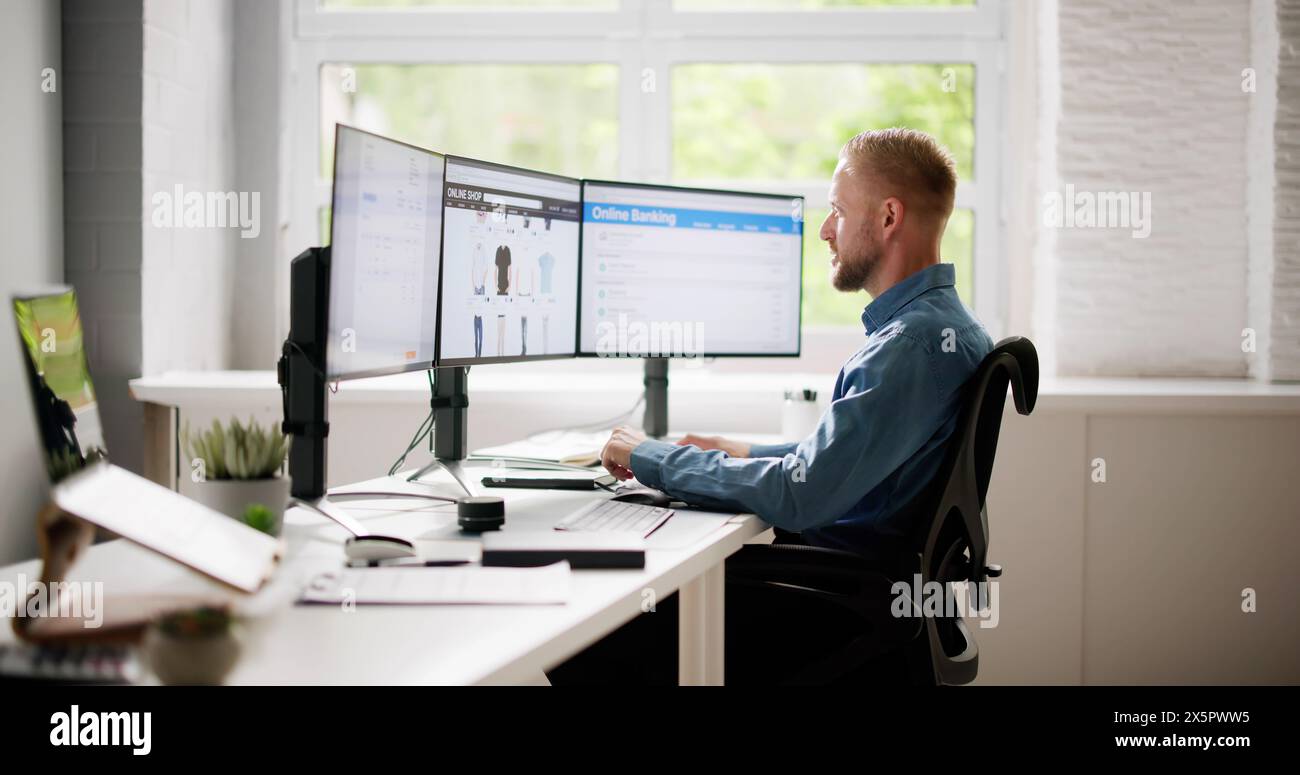 Online Shopping On Desktop Computer. Buying Products Stock Photo - Alamy