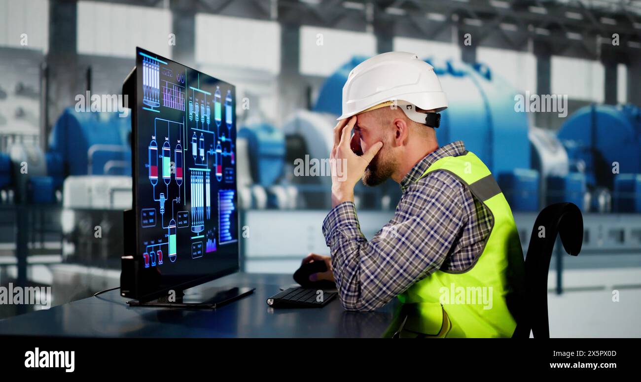 Engineer Operators Using Scada System At Industrial Plant Stock Photo ...