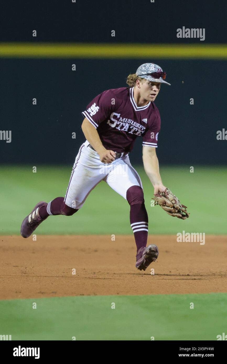 May 10, 2024: Bulldog short stop David Mershon #3 gloves a bouncing ball hit towards him ...