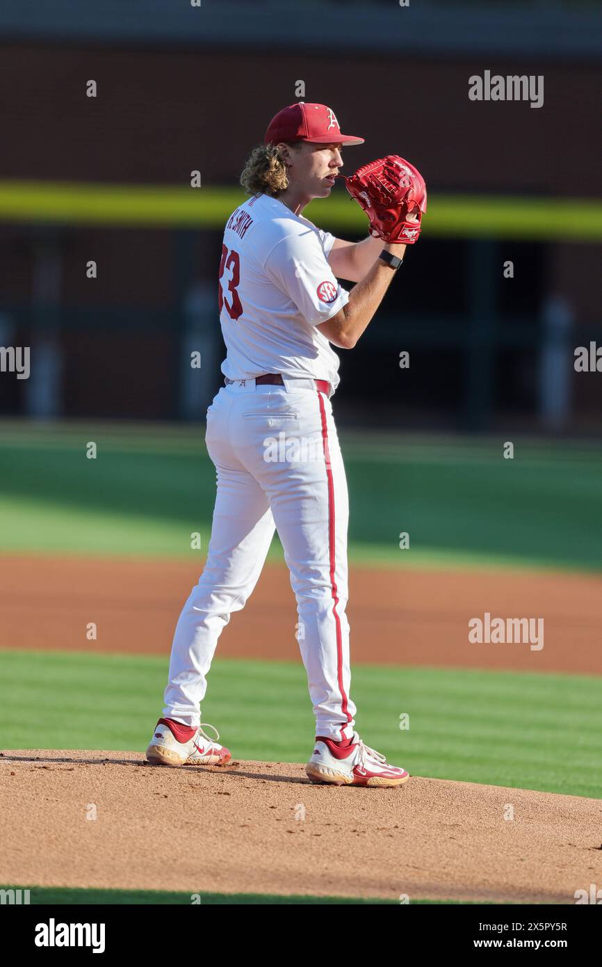 May 10, 2024: Hogs pitcher Hagen Smith #33 takes the mound to start the ...