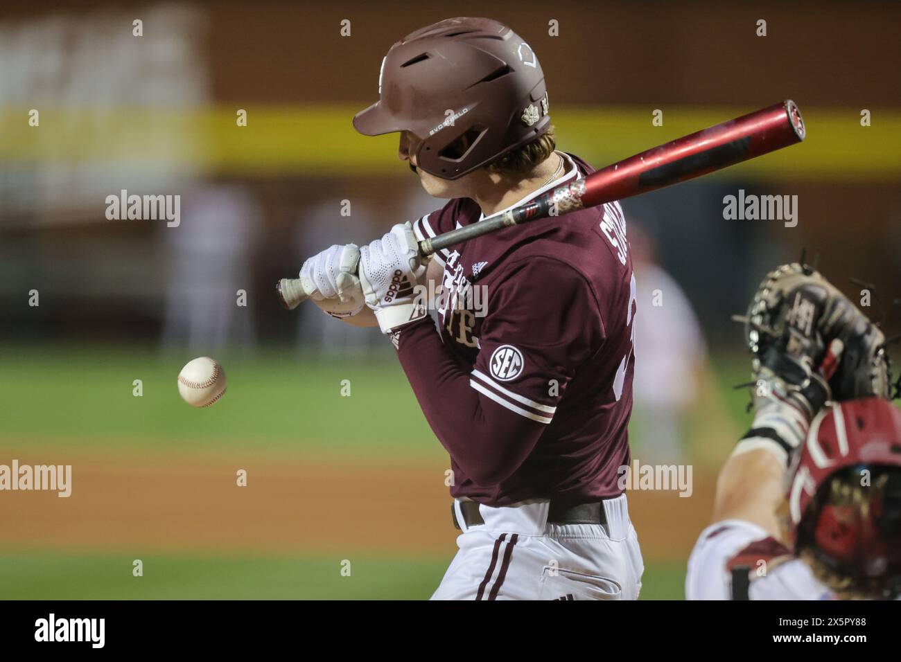 May 10, 2024: Mississippi State pinch hitter Nolan Stevens #36 reacts ...
