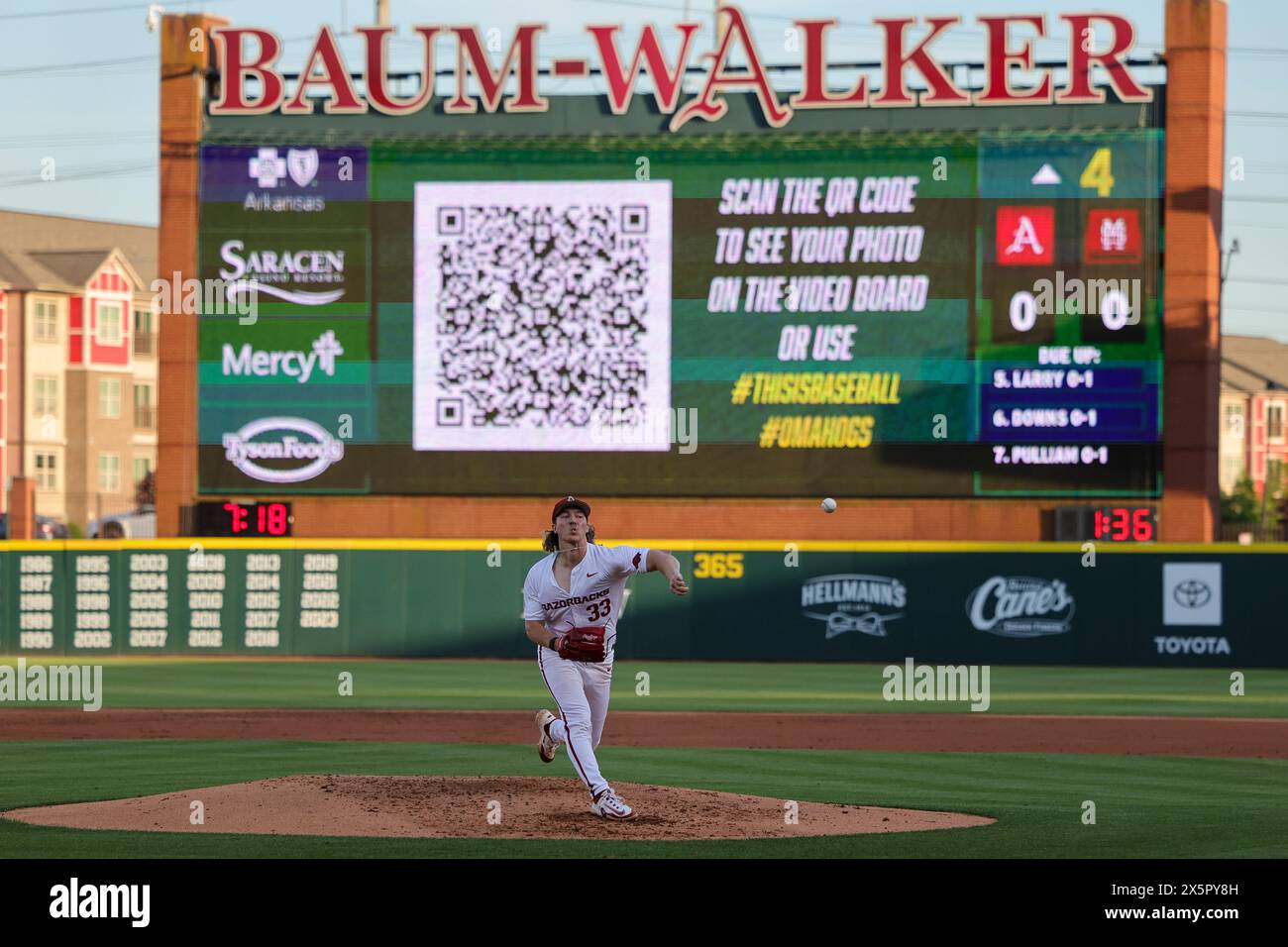 May 10, 2024: Razorback pitcher Hagen Smith #33 releases the ball from ...