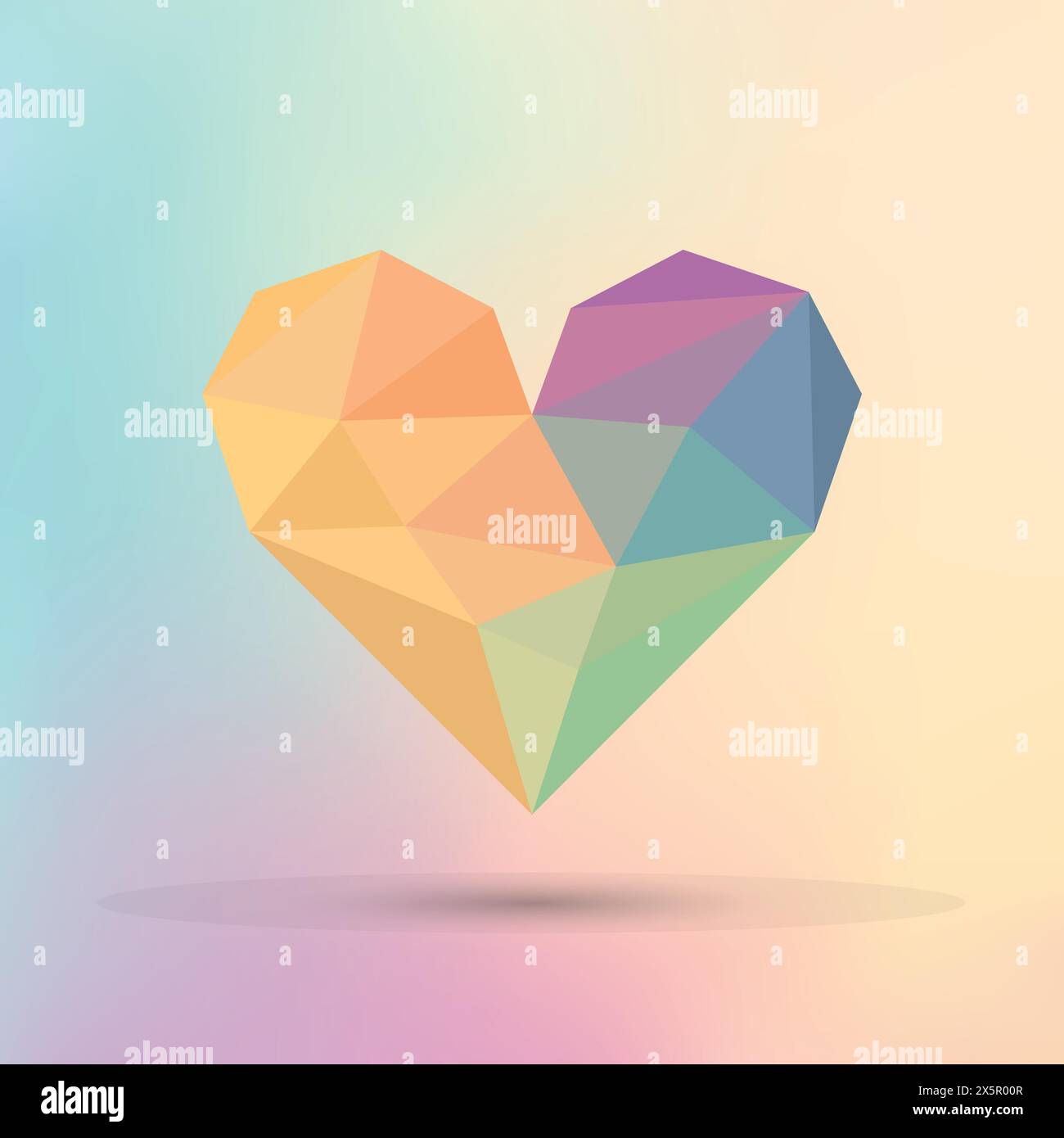 Polygon Colorful Heart Icon on colorful background, LGBT. Love wins ...