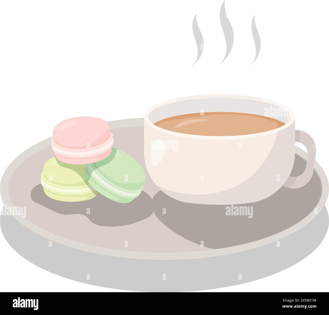 Afternoon tea set with Macarons. Vector on white background Stock ...