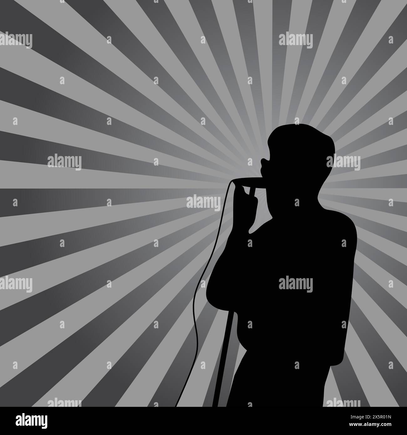 Singer in silhouette with ray on background. for poster, banner design ...