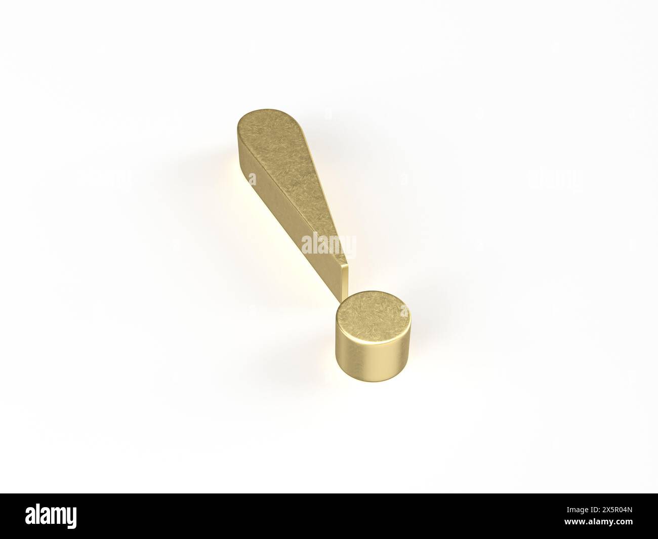 Gold exclamation mark symbol on a white background. 3d illustration ...
