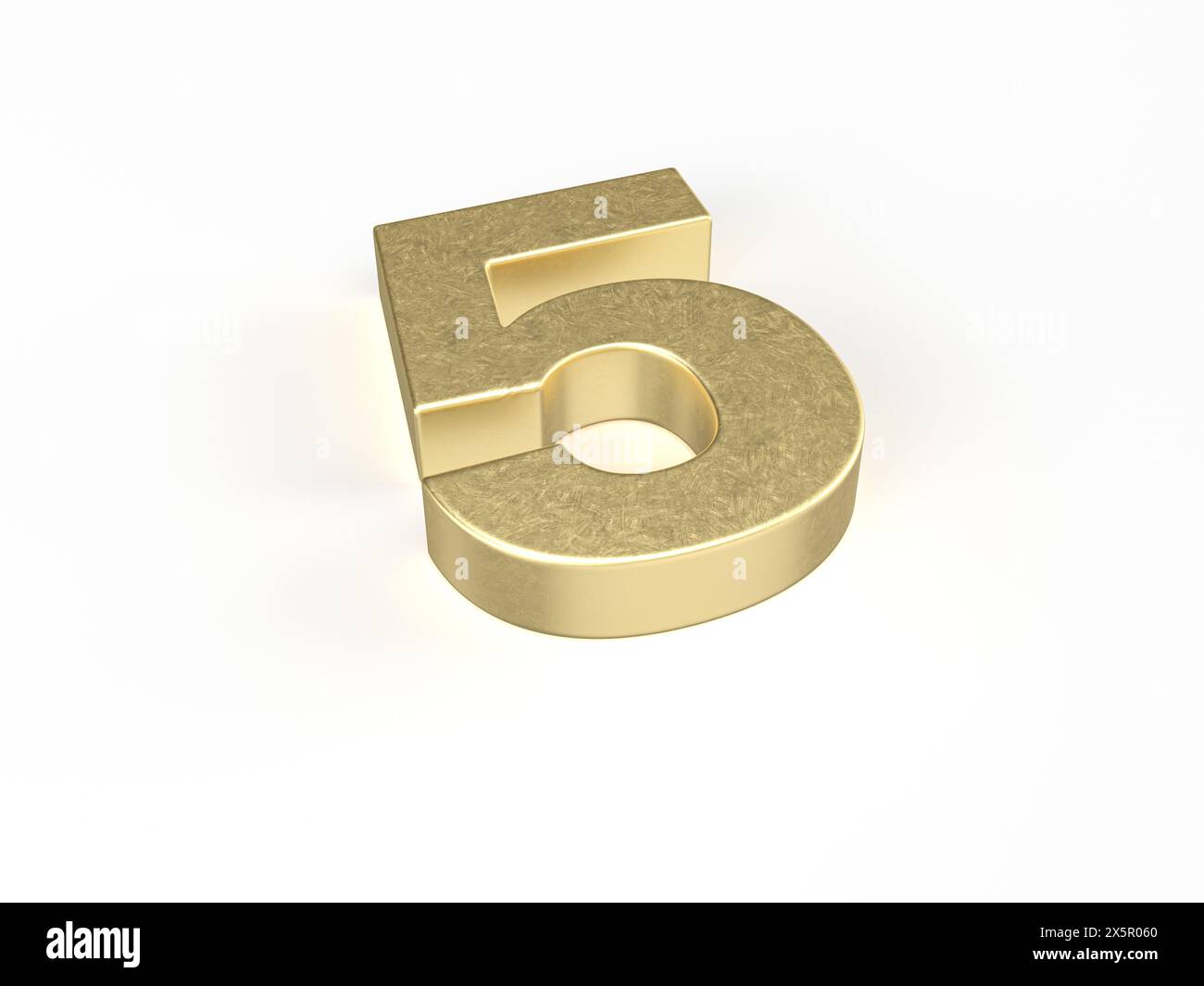Gold number five on a white background. 3d illustration Stock Photo - Alamy