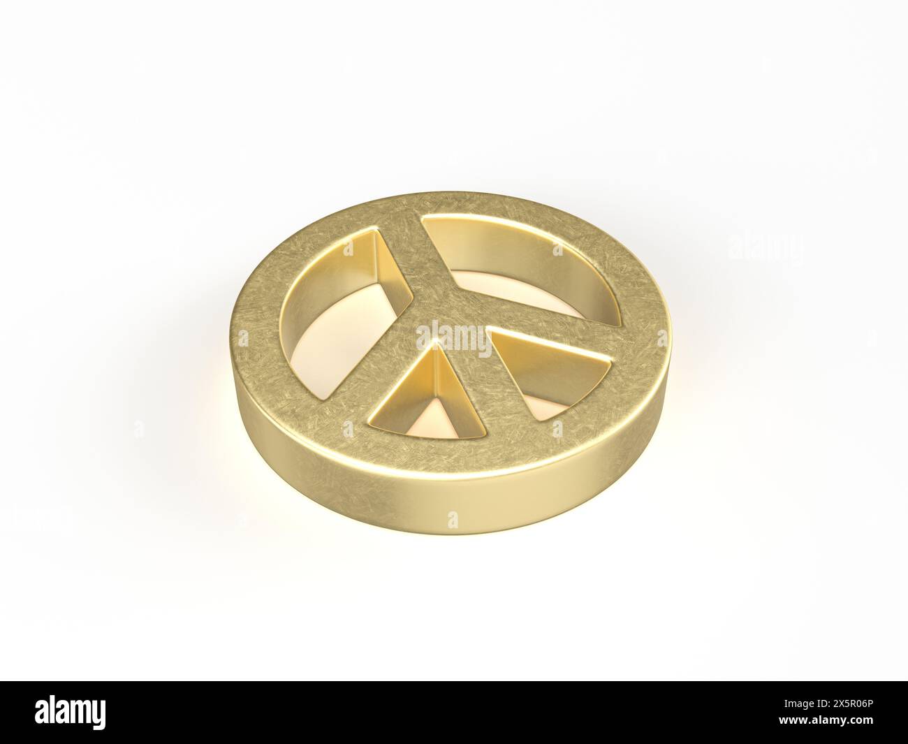Gold peace symbol on a white background. 3d illustration Stock Photo ...