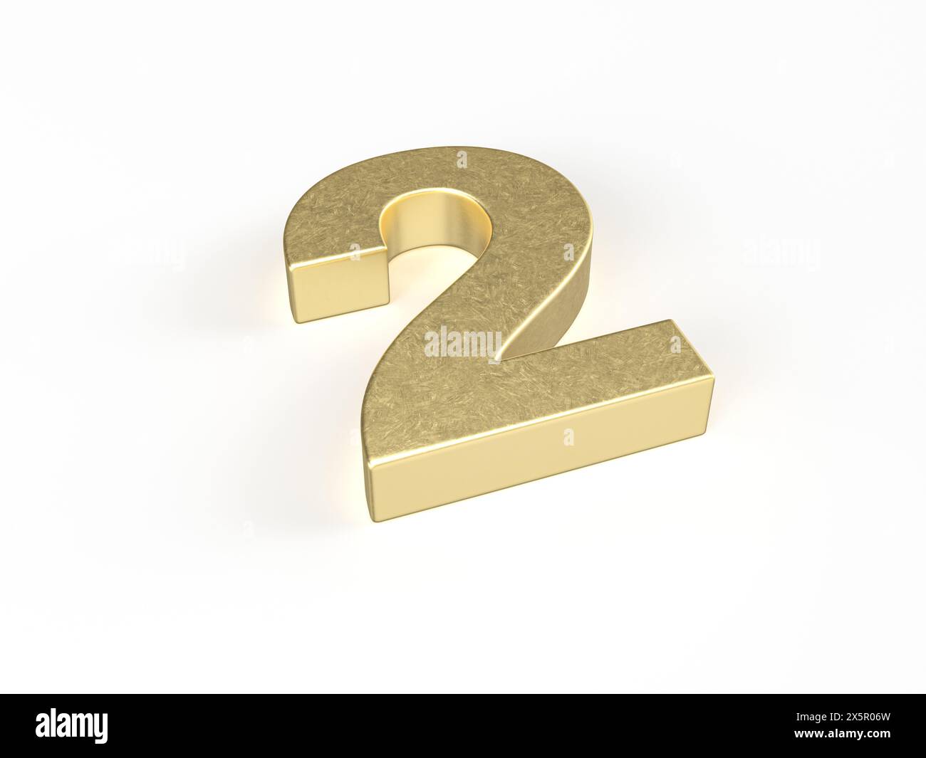 Gold number two on a white background. 3d illustration Stock Photo - Alamy
