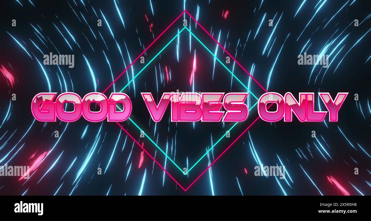 Image of good vibes only text on rhombuses with circular pattern over ...