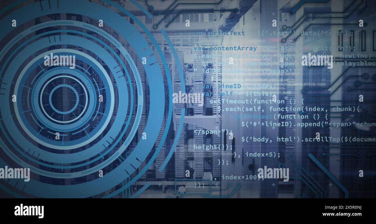 Digital interface animation over servers hi-res stock photography and images - Alamy