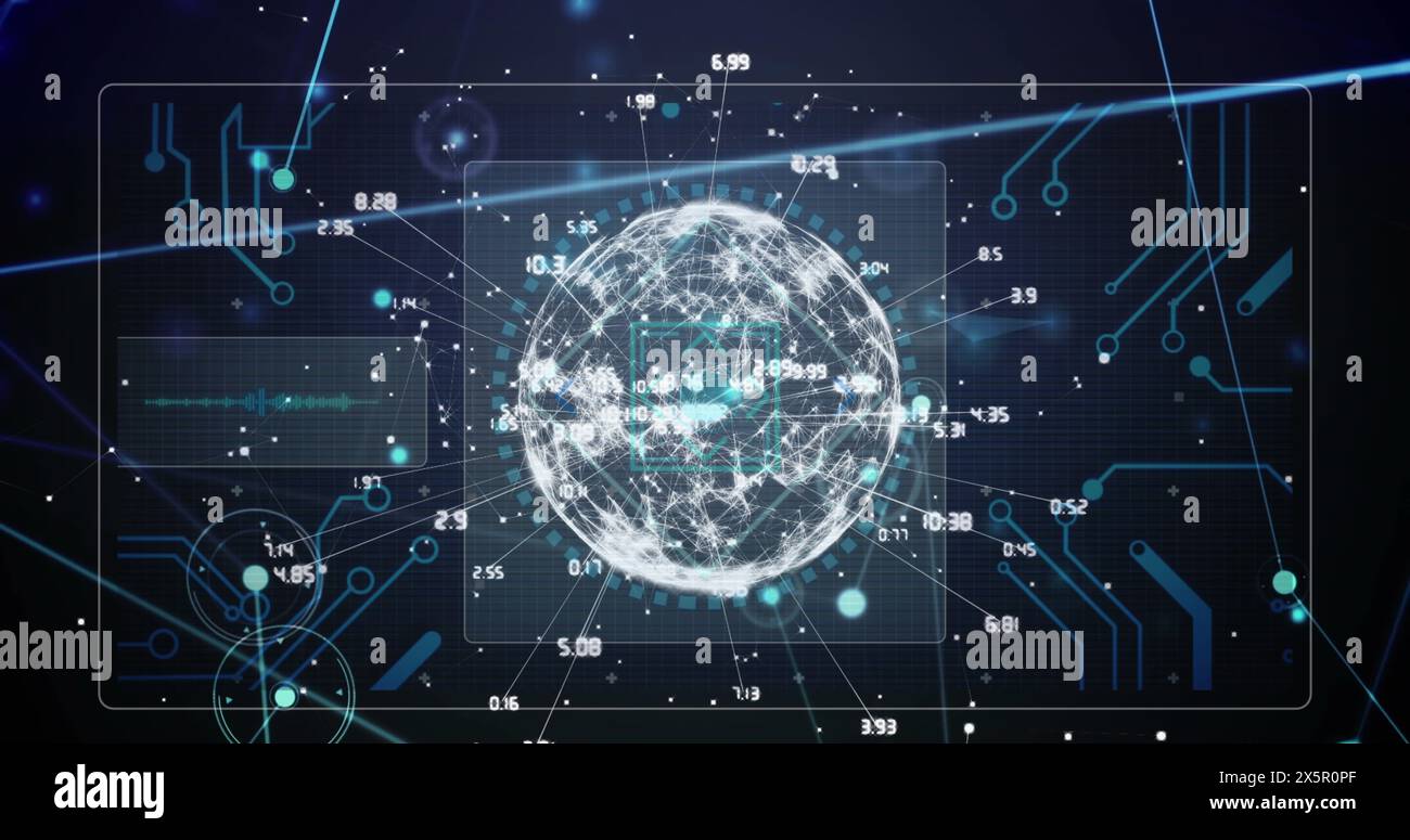 Image of data processing and globe with connections Stock Photo - Alamy