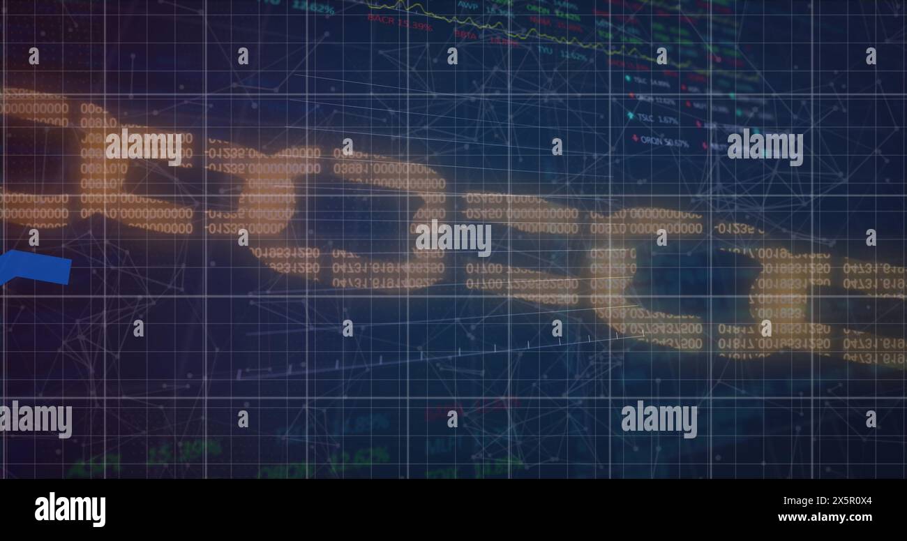 Image Of Graphs Blockchain Dots Connected By Lines And Trading Board