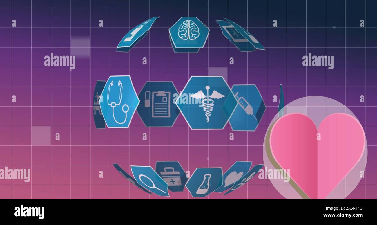 Image of medical icons over heart Stock Photo - Alamy