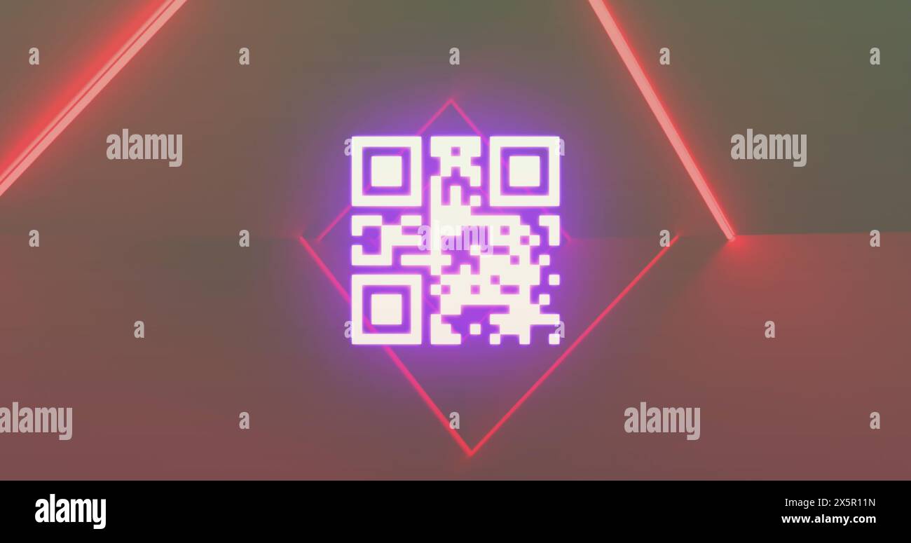 Image of qr code over neon shapes Stock Photo - Alamy