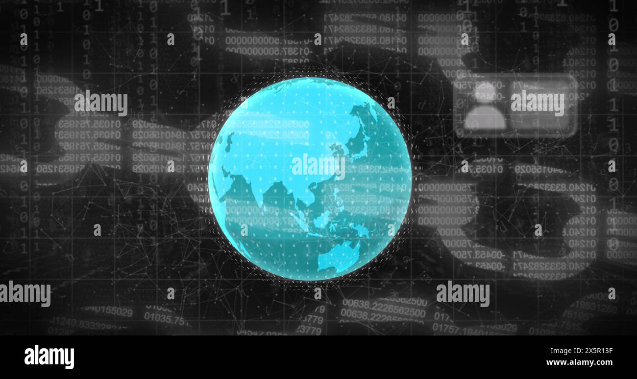 Digital globe code animation over hi-res stock photography and images - Alamy
