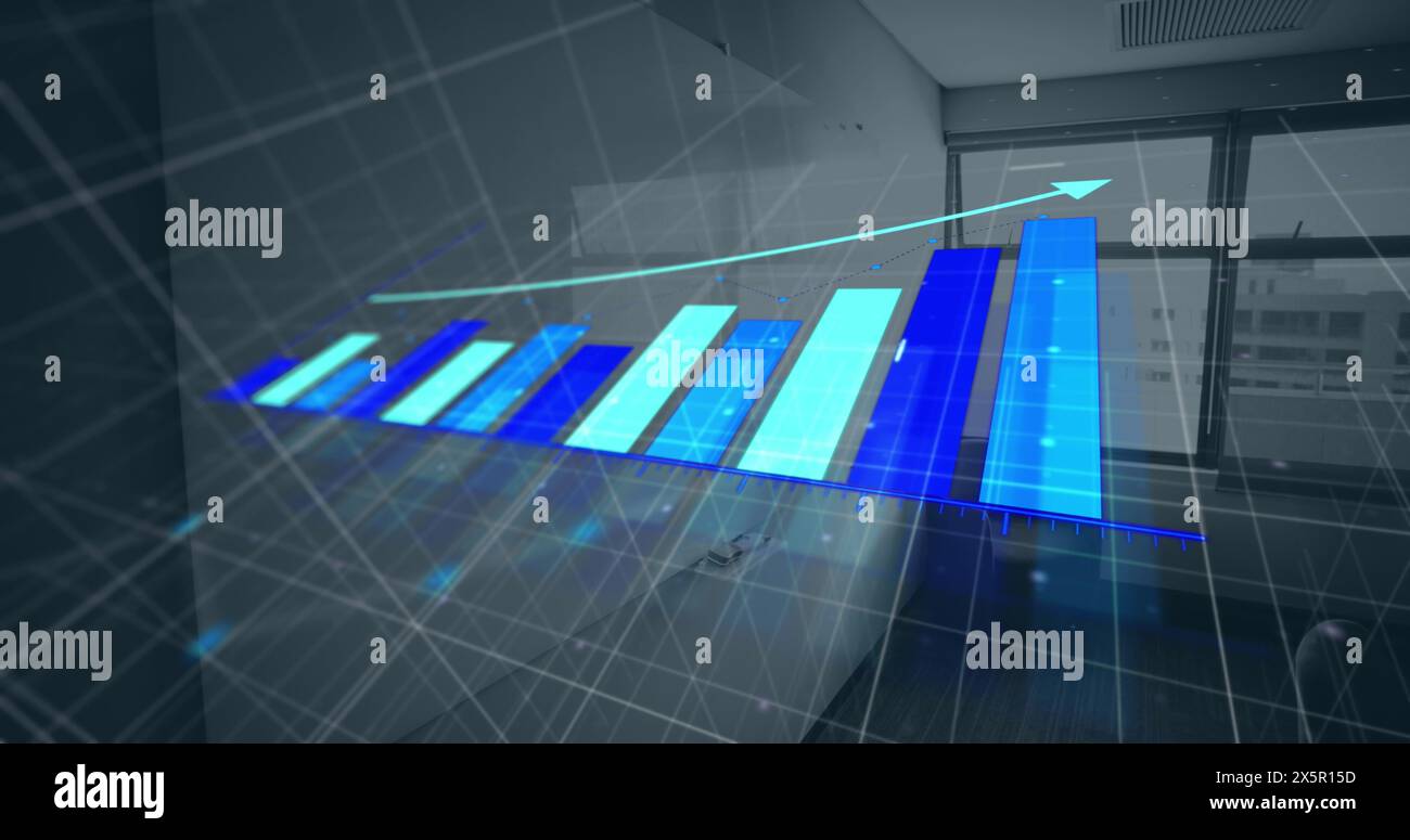 Image of bar graph representing growth over blank whiteboard mounted on ...