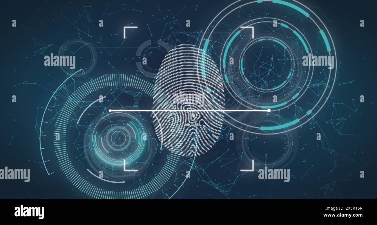 Image of data processing over biometric fingerprint Stock Photo - Alamy