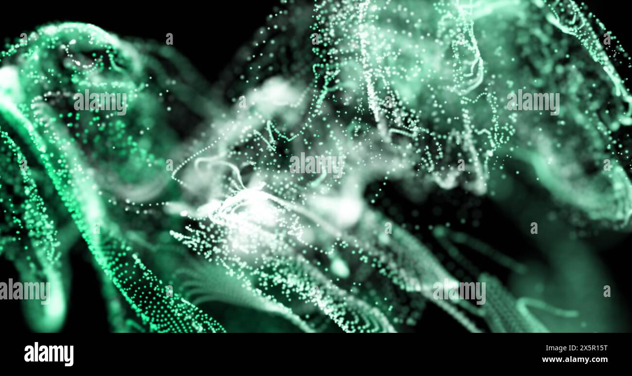 Image of dots forming dynamic waves against black background Stock ...