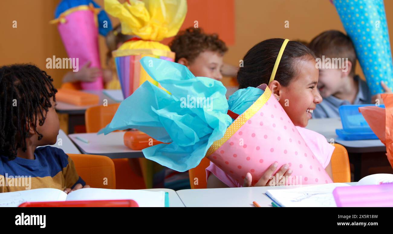 Students celebrating school hi-res stock photography and images - Alamy