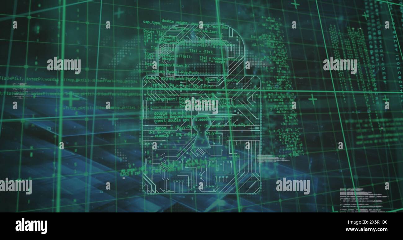 Image of security padlock over data processing on dark background Stock Photo - Alamy