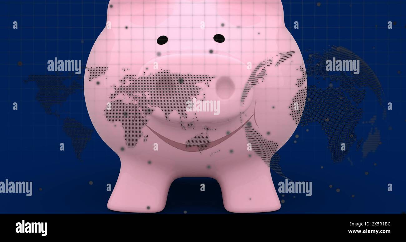 Image of globe spinning with network of connections and world map on ...