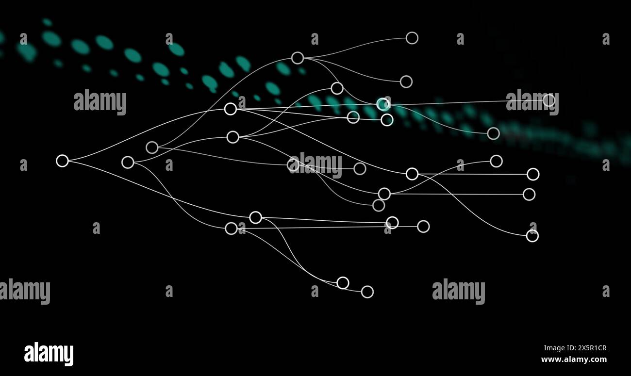 Image of financial graphs and connections over black background Stock ...