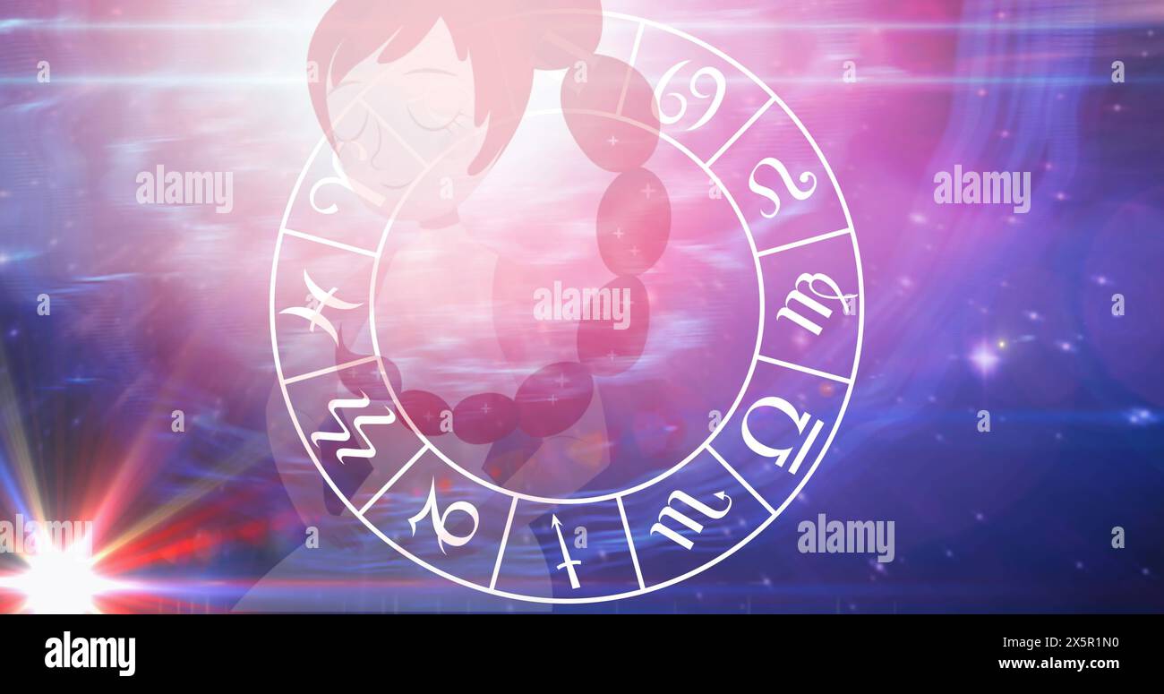 Image of scorpio star sign with horoscope wheel spinning over stars on ...
