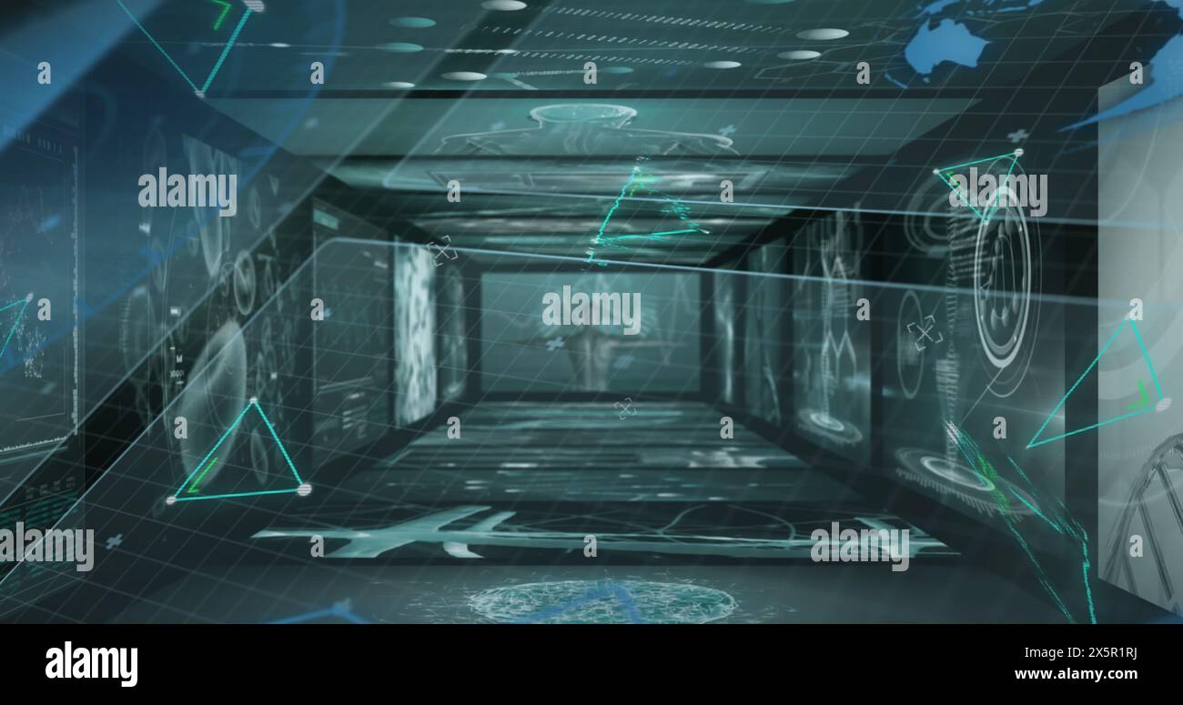 Image of data processing over shapes Stock Photo - Alamy