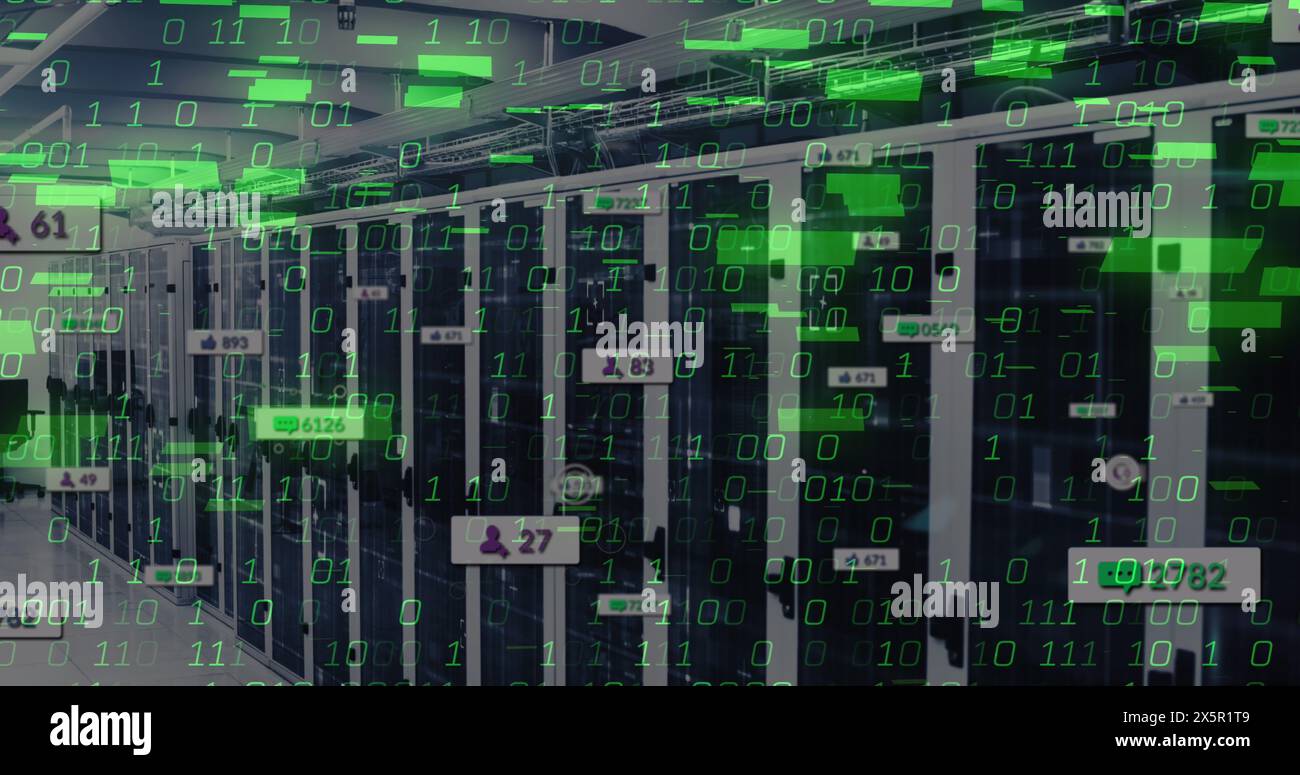 Image of data processing over server room Stock Photo - Alamy