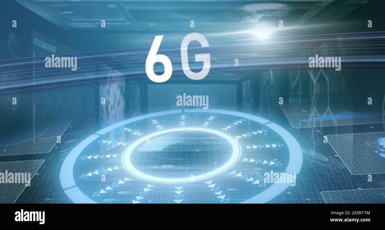 Image of data processing over 6g text Stock Photo - Alamy