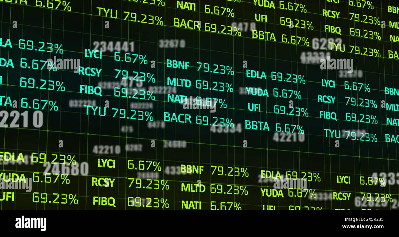 Image of financial data processing and numbers over grid Stock Photo - Alamy