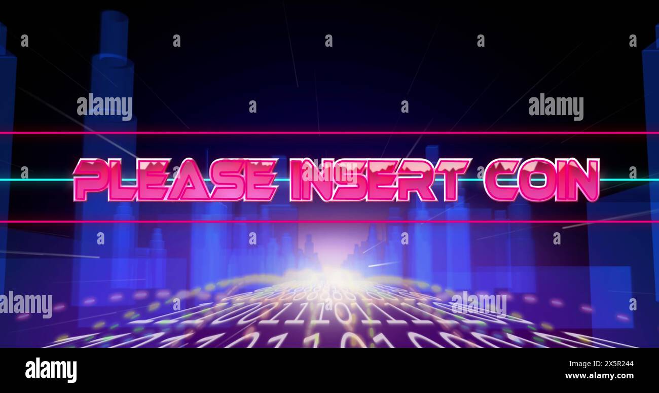 Image of please insert coin text glitching against a green screen Stock ...