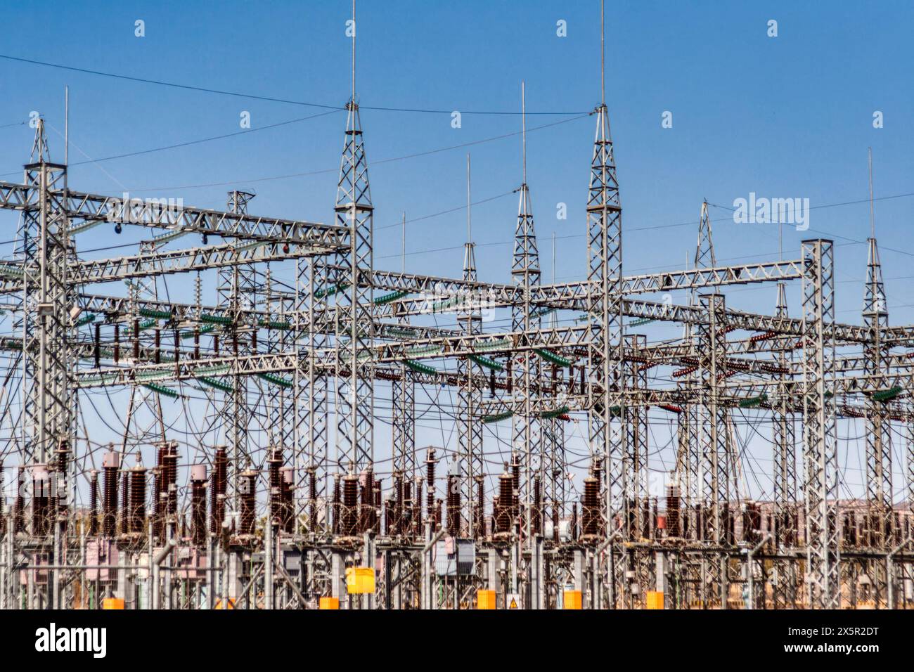 power substation. electric industry management of voltage and amperage ...