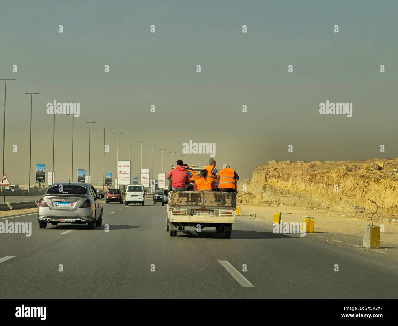 Cairo, Egypt, March 27 2024: A truck on its way to a working site ...