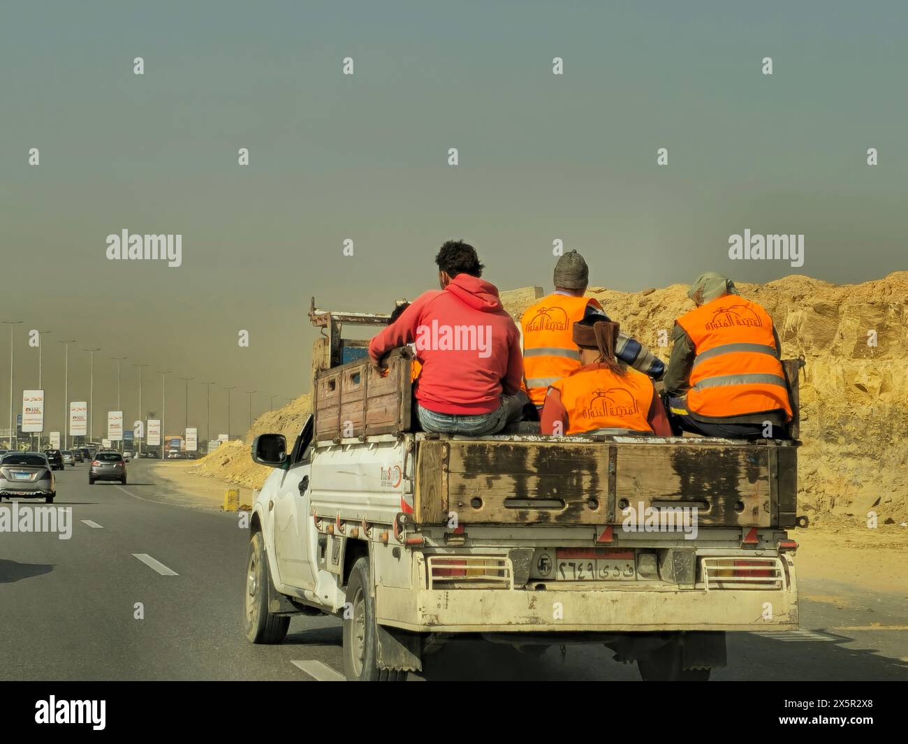 Cairo, Egypt, March 27 2024: A truck on its way to a working site ...