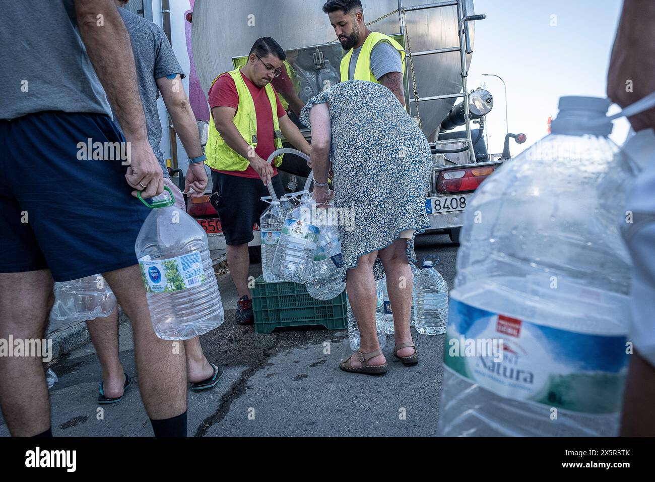 Drought, distribution of drinking water by tanker truck to the citizens ...
