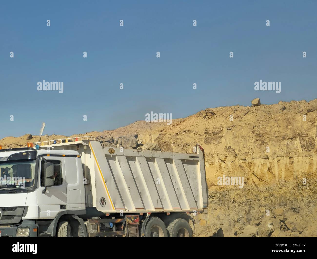 Cairo, Egypt, March 23 2024: Lorry at a construction and working site ...
