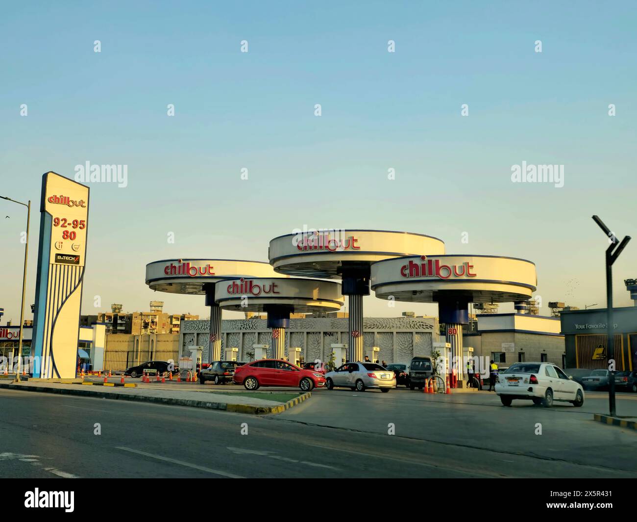 Cairo, Egypt, March 23 2024: Chillout gas and oil station with a ...
