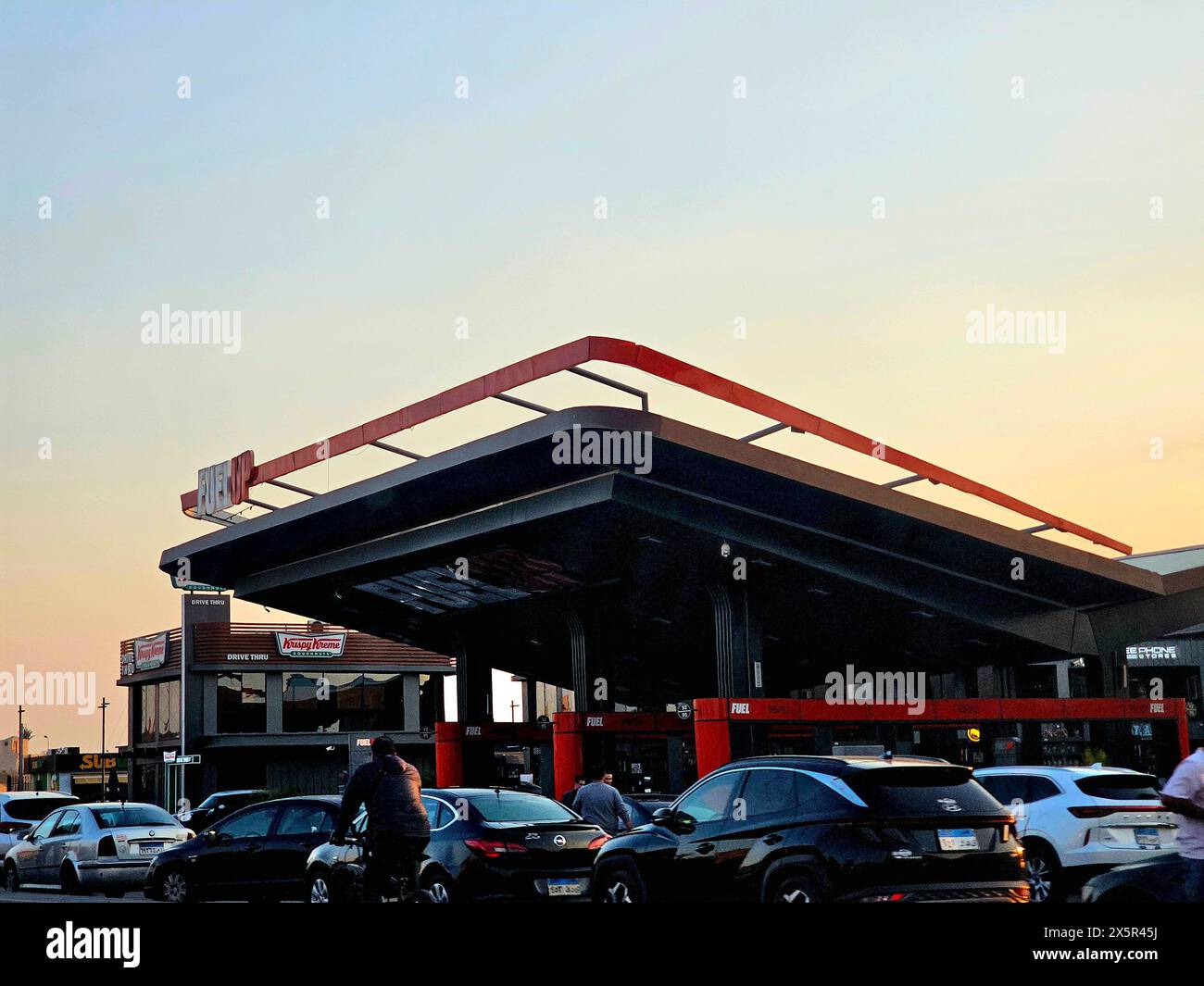 Cairo, Egypt, March 23 2024: Fuel up gas and oil station just at ...