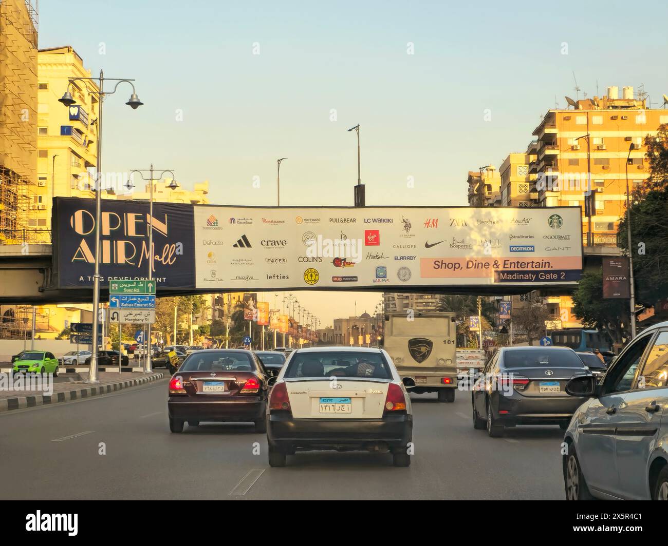 Cairo, Egypt, March 27 2024: Open air mall advertisement banner, Open ...
