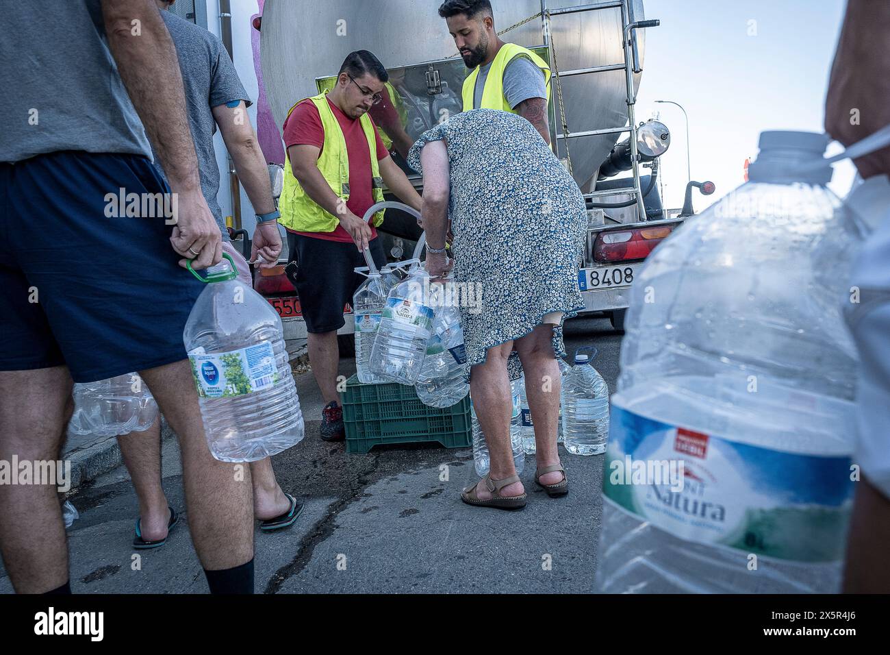 Drought, distribution of drinking water by tanker truck to the citizens ...