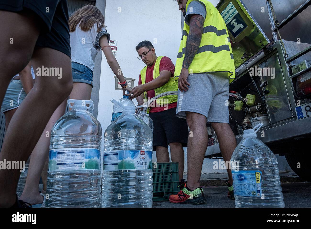 Drought, distribution of drinking water by tanker truck to the citizens ...