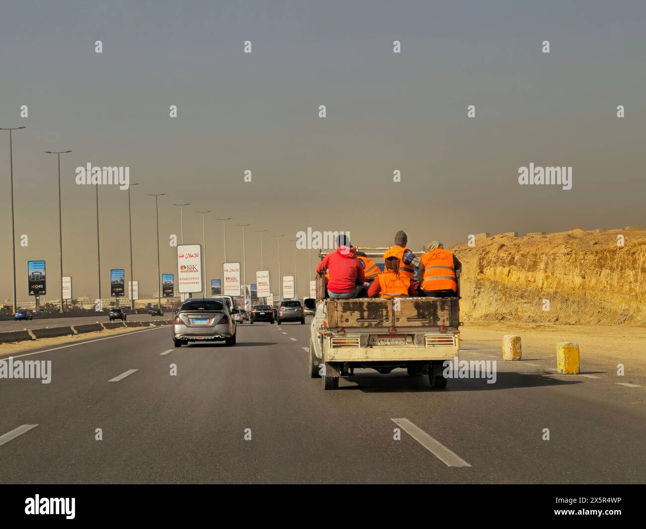 Cairo, Egypt, March 27 2024: A truck on its way to a working site ...