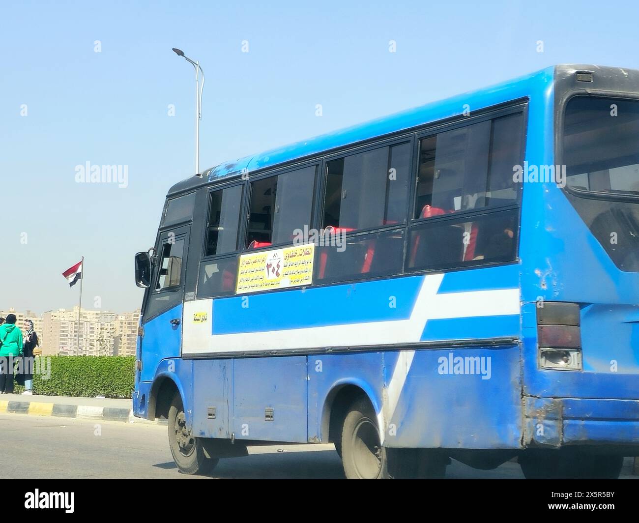 Cairo, Egypt, April 4 2024: Cairo transportation vehicles for passengers, minibus, microbus, or ...