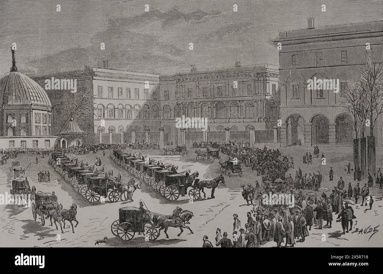 Istanbul, Turkey. Ottoman Parliament Palace. Engraving by Charles Baude ...