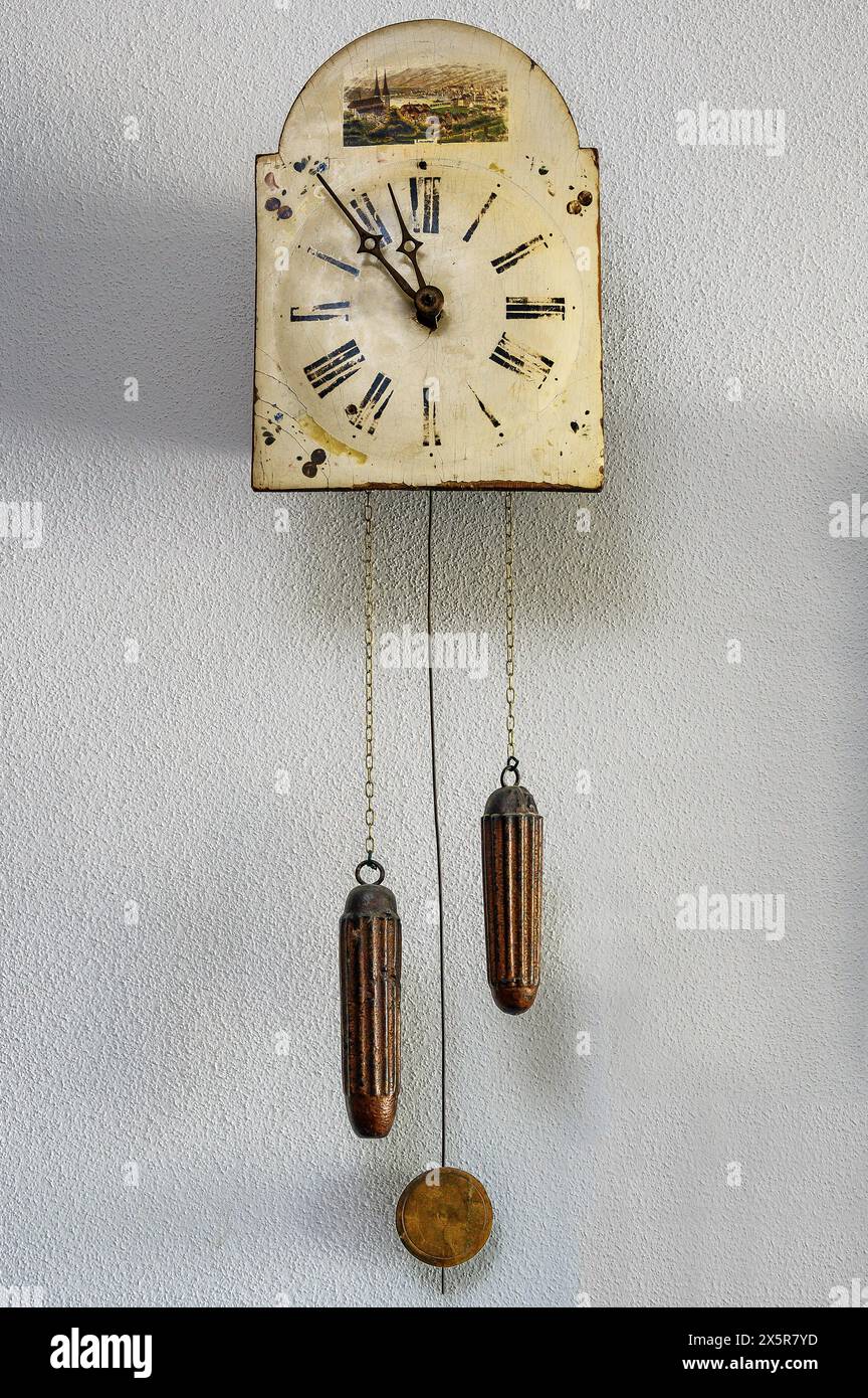 Old pendulum clock with weights, Germany Stock Photo - Alamy