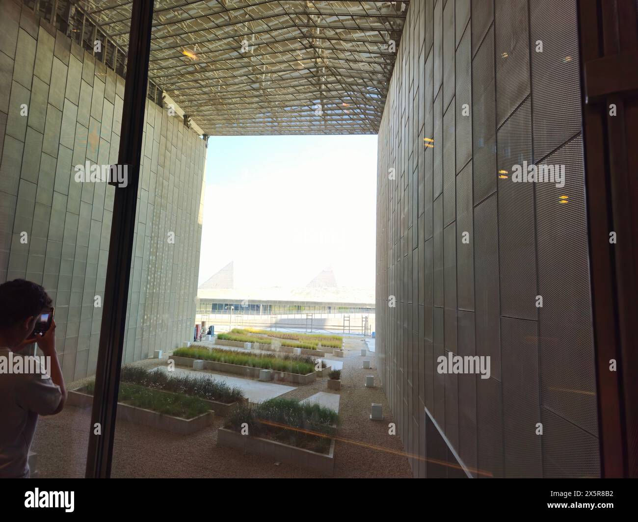 Giza, Egypt, April 13 2024: Giza pyramids view from The Grand Egyptian ...