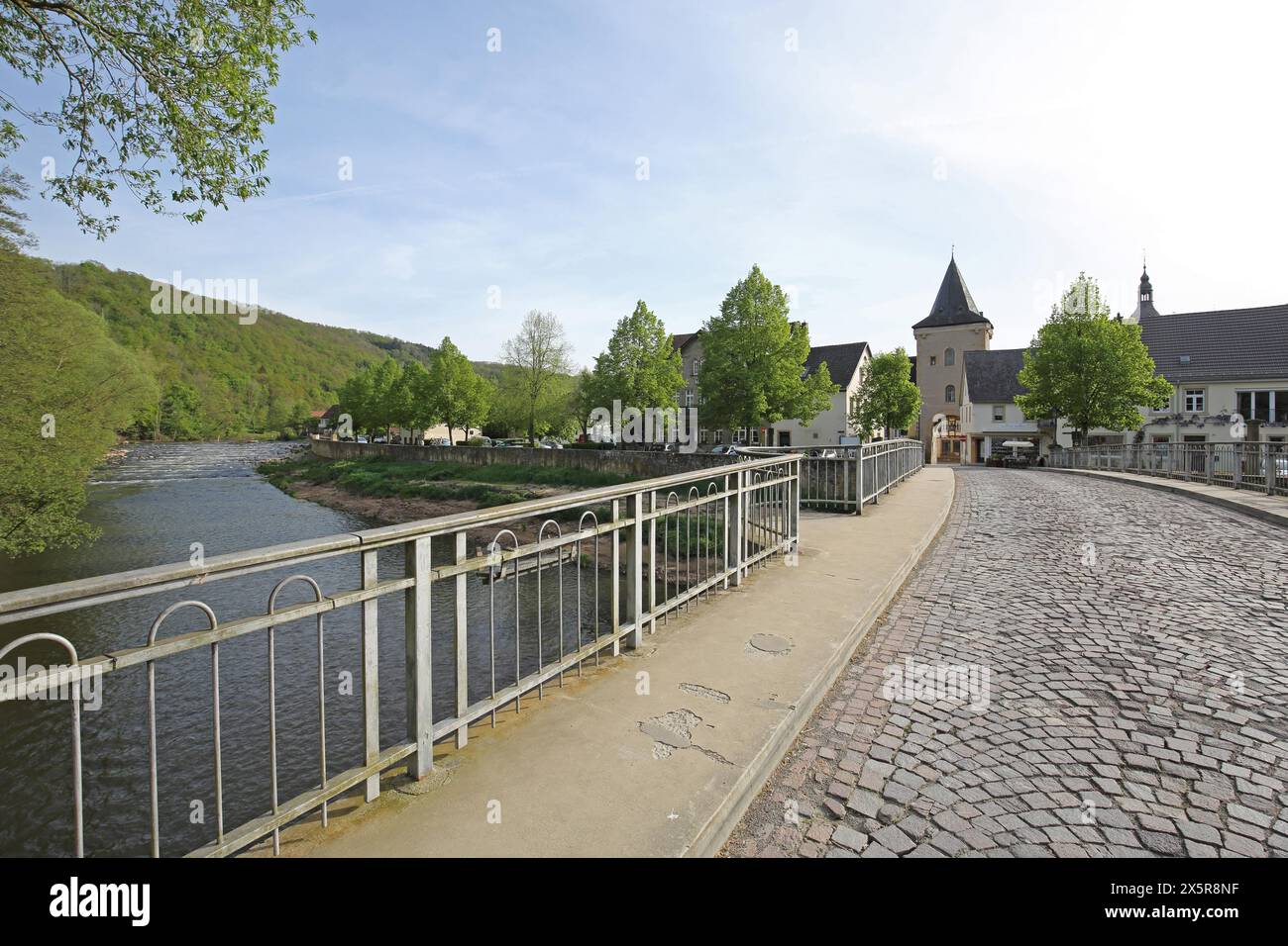 Bridge at the lower gate over the Glan with historic lower gate, town ...