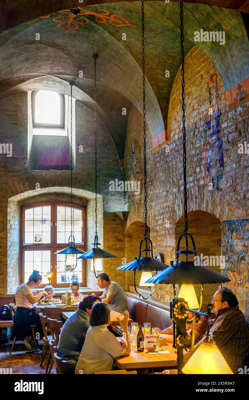 Interior, vault, brewery inn, Irseer Klosterbraeu, Irsee, Bavaria ...